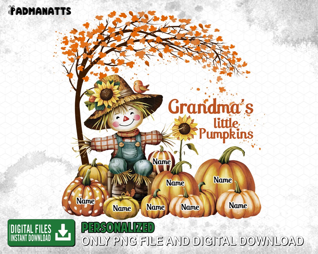 Personalized Grandma's Little Pumpkins Png, Fall Scarecrow, Scarecrow ...