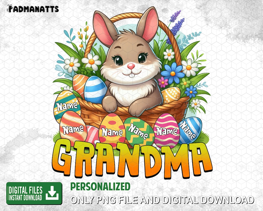 Personalized Grandma Easter Rabbit Png, Custom Name Kid Bunny, Easter ...