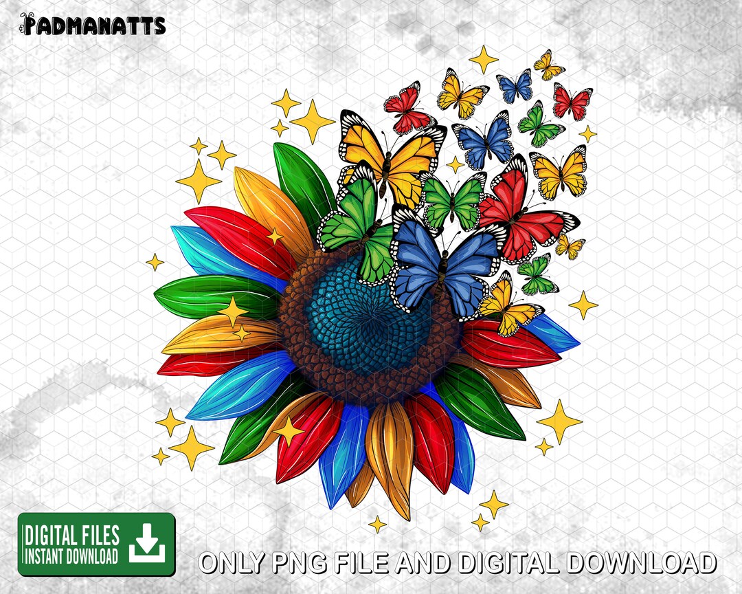 Sunflower Butterflies Autism Png, Autism Awareness, Autism Ribbon ...