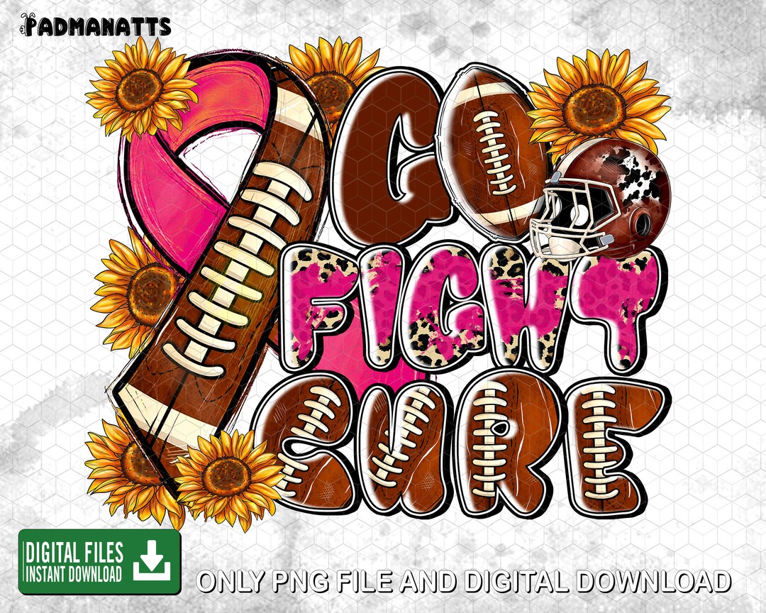 Go Fight Cure Rugby Sublimation Png, Cancer Awareness, Rugby, Sport ...
