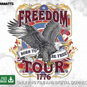 Freedom Tour 1776 Born to Be Free Sublimation Png, Patriotic USA Horse ...