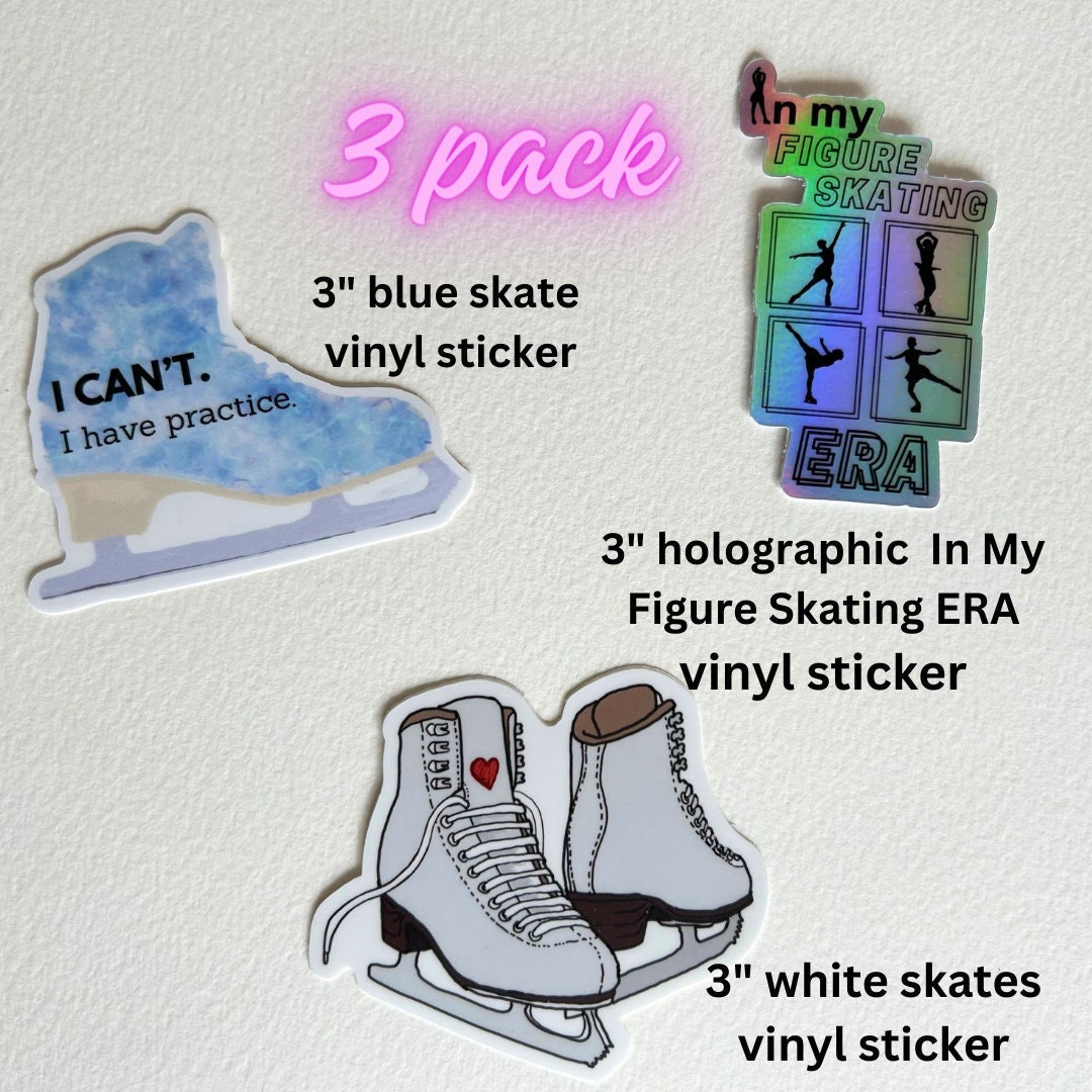Figure Skating Stickers Three Pack, 3" Vinyl Stickers for Ice Skater ...