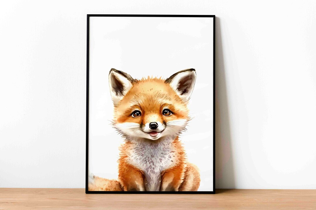 Jungle Safari Woodland Nursery Baby Fox Cub Pup Kit Digital Prints ...