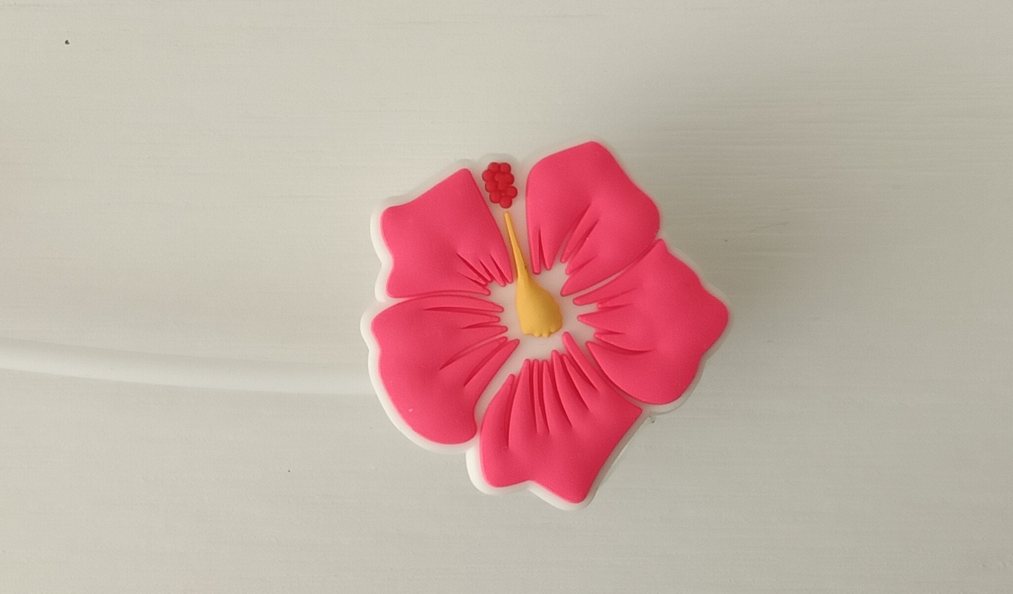 Pink Hibiscus Flower Straw Topper - Etsy