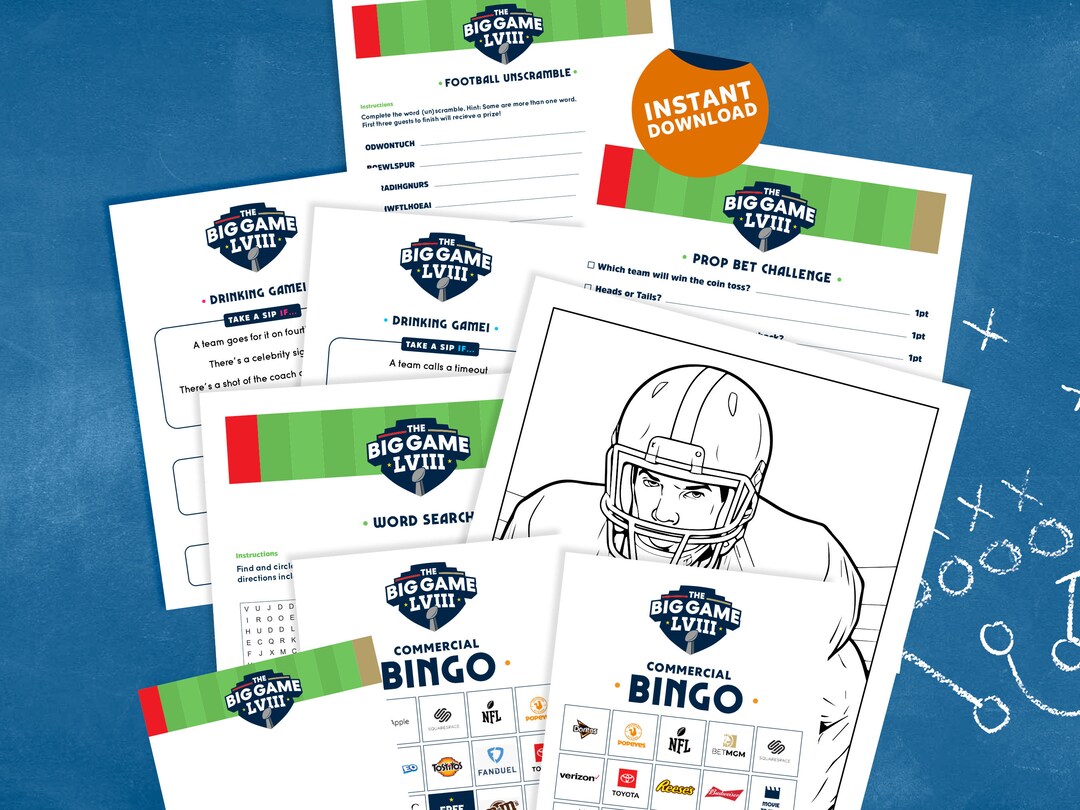 2024 Superbowl Party Mega Bundle • Football Party Printables, Football ...