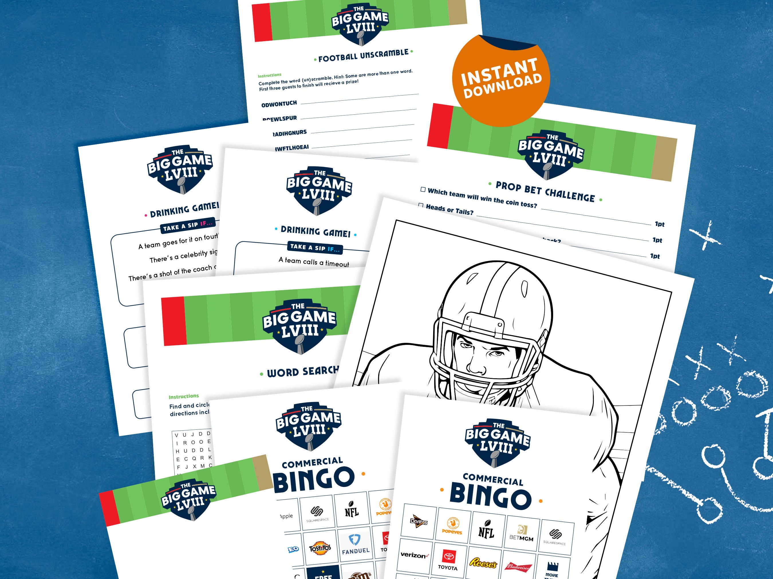 2024 Superbowl Party Mega Bundle • Football Party Printables, Football ...