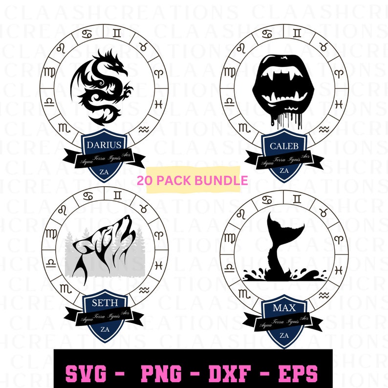 Zodiac Academy, Heirs, Logo, Svg, Png, Dxf Caleb, Darius, Seth, Max ...
