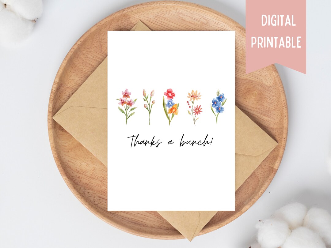 Floral Thanks a Bunch Thank You Card - Etsy