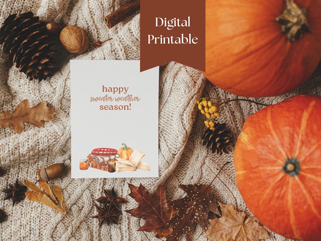 Sweater Weather Printable Card - Etsy