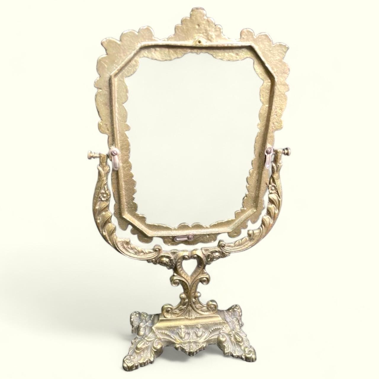 Antique Solid Brass French Standing Tilting Vanity Frame for Mirror or ...