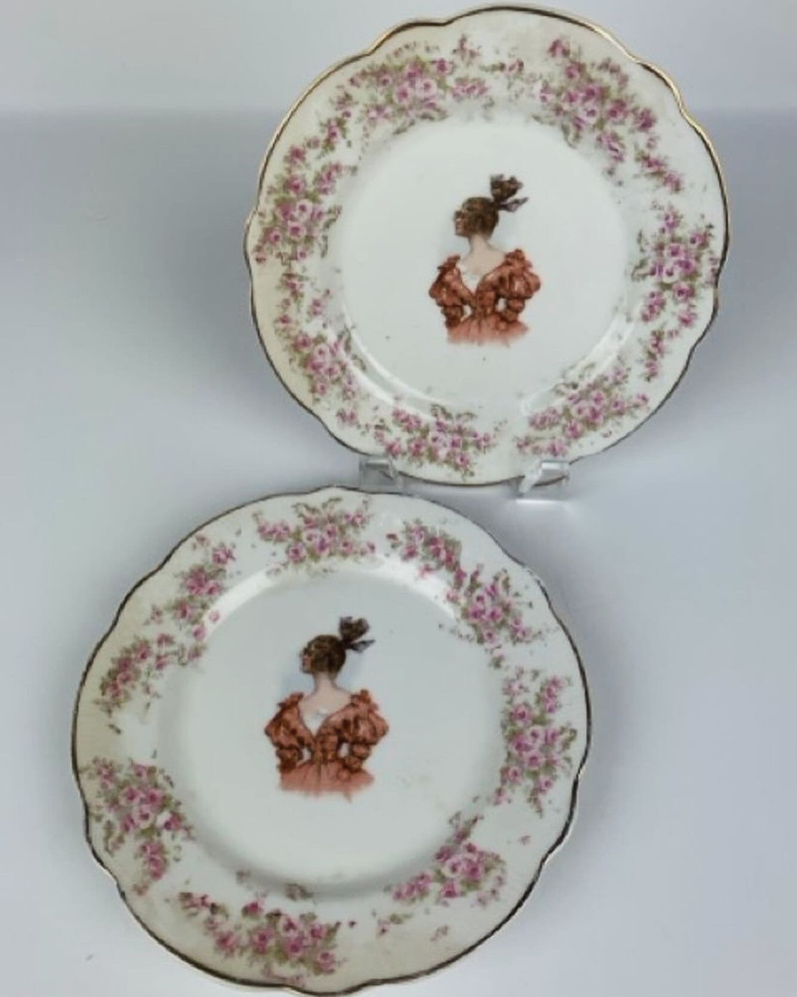 Antique Z S&C Bavaria Victorian Lady Portrait Porcelain Plates - Etsy