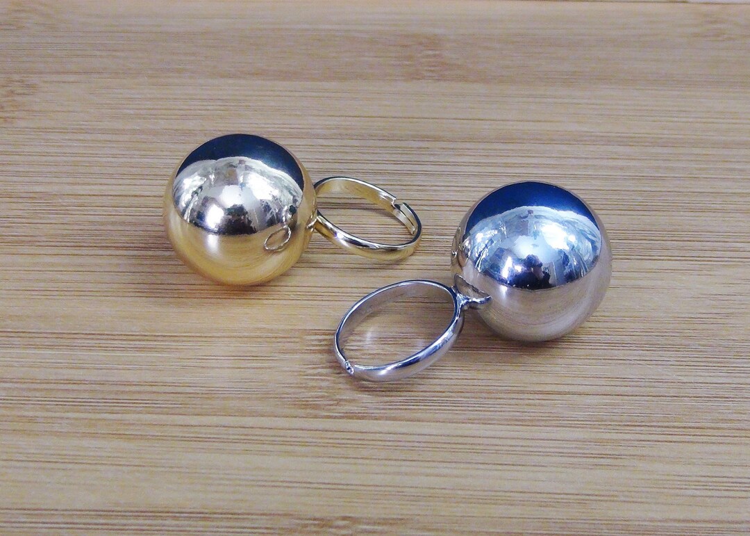 Large Ball Rings Finger Rings Adjustable Silver Gold Ball Rings ...