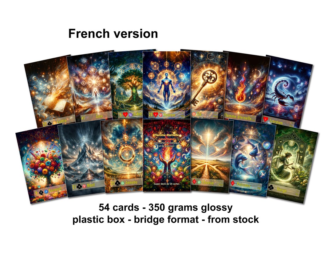 Eternal Flame Lenormand - 350 Grams Glossy - Bridge Format - French ...