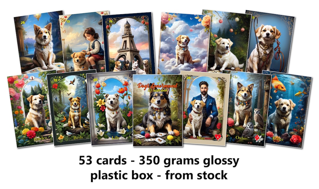 Dogs Lenormand - 350 Grams Glossy - Bridge Format - Etsy