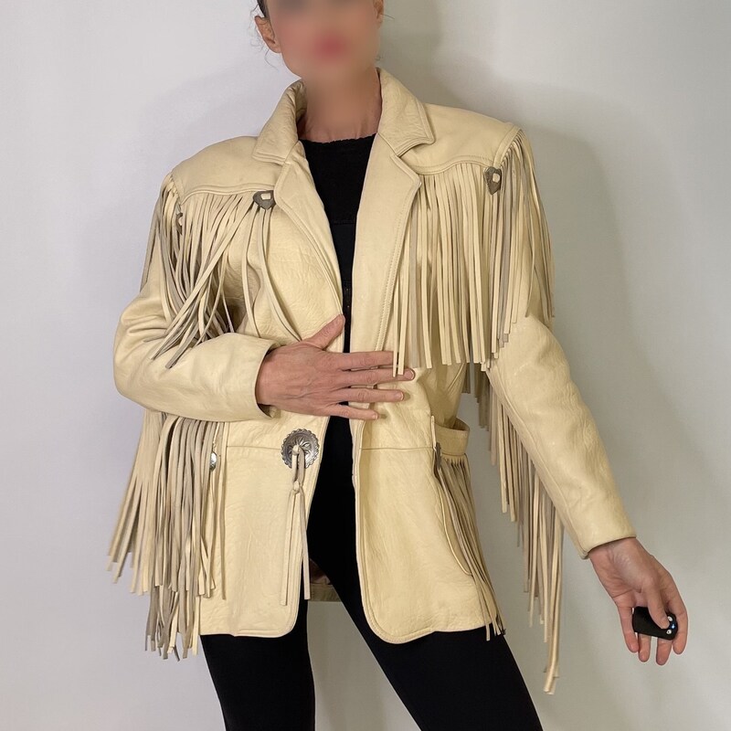 Cream Leather Jacket - Etsy