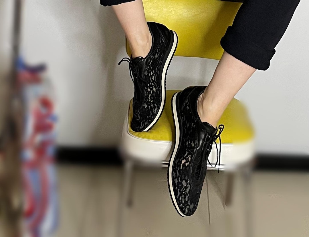 Funky Y2K Wedge Leather Mesh Sneakers Designer Wedge Sneakers Casual ...