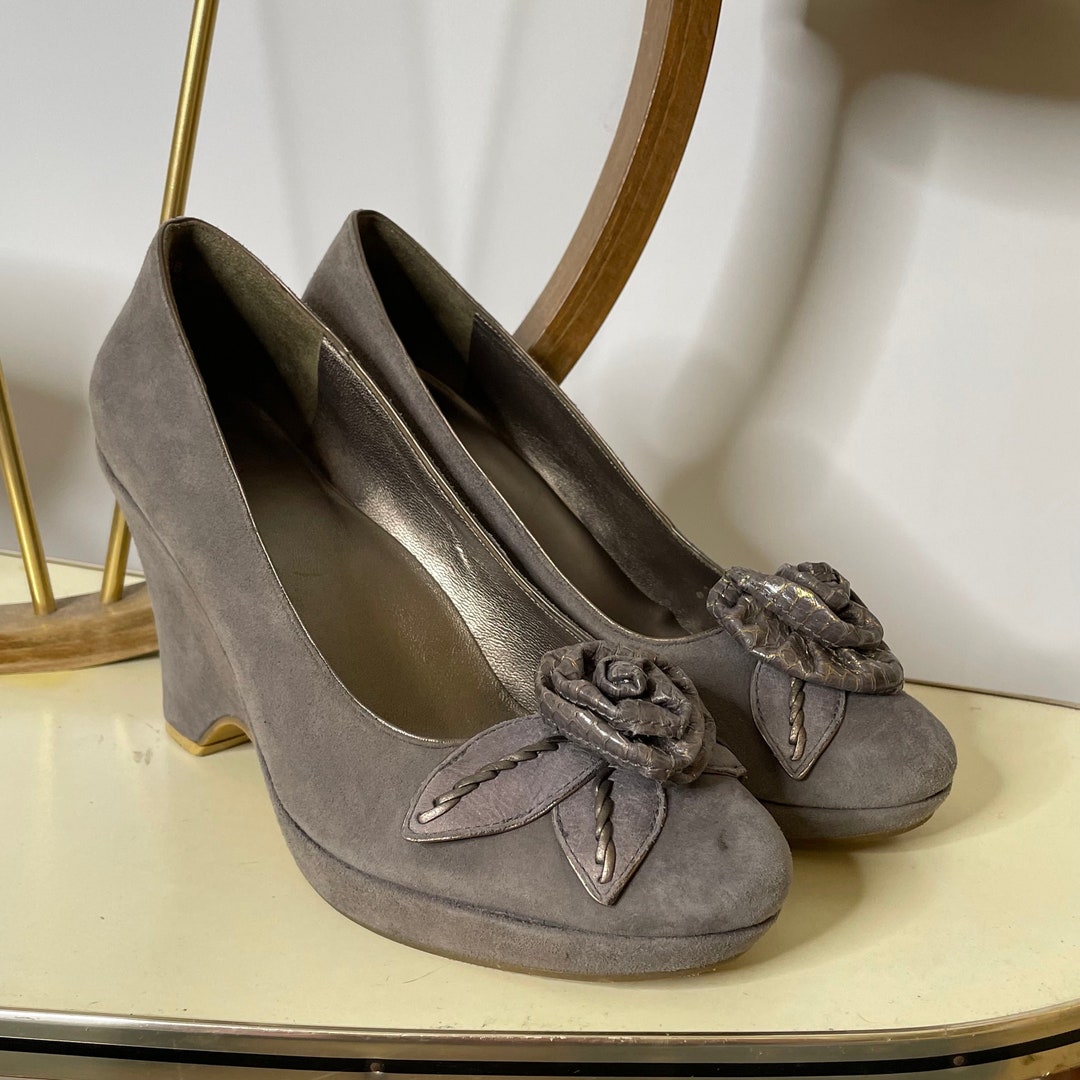 10 US Y2K Does 1940s 1950s Grey Wedges With Platforms Rose - Etsy