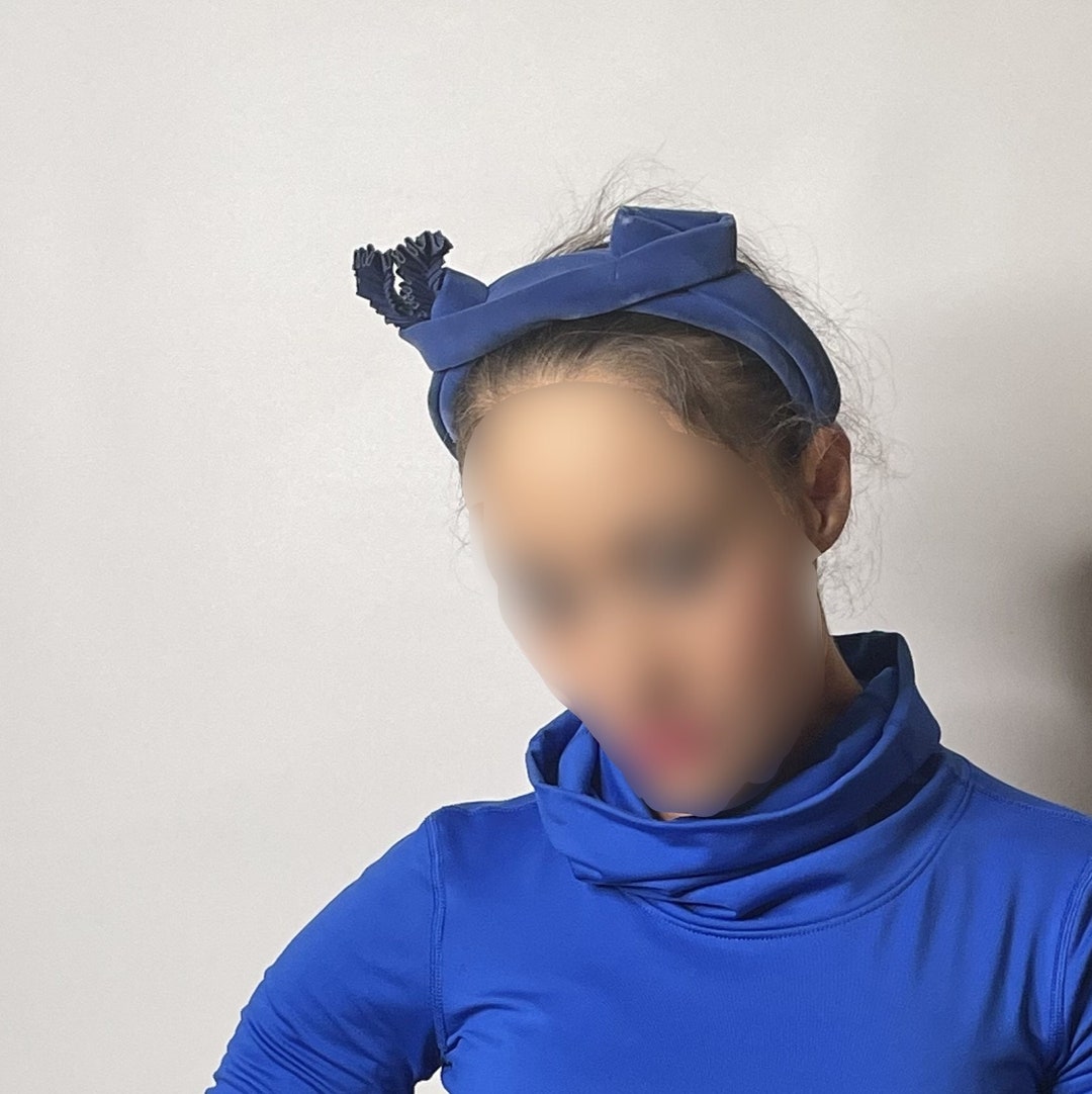 1940s Assymmetrical Blue Velvet Headband Cocktail Hat Fascinator WWII ...
