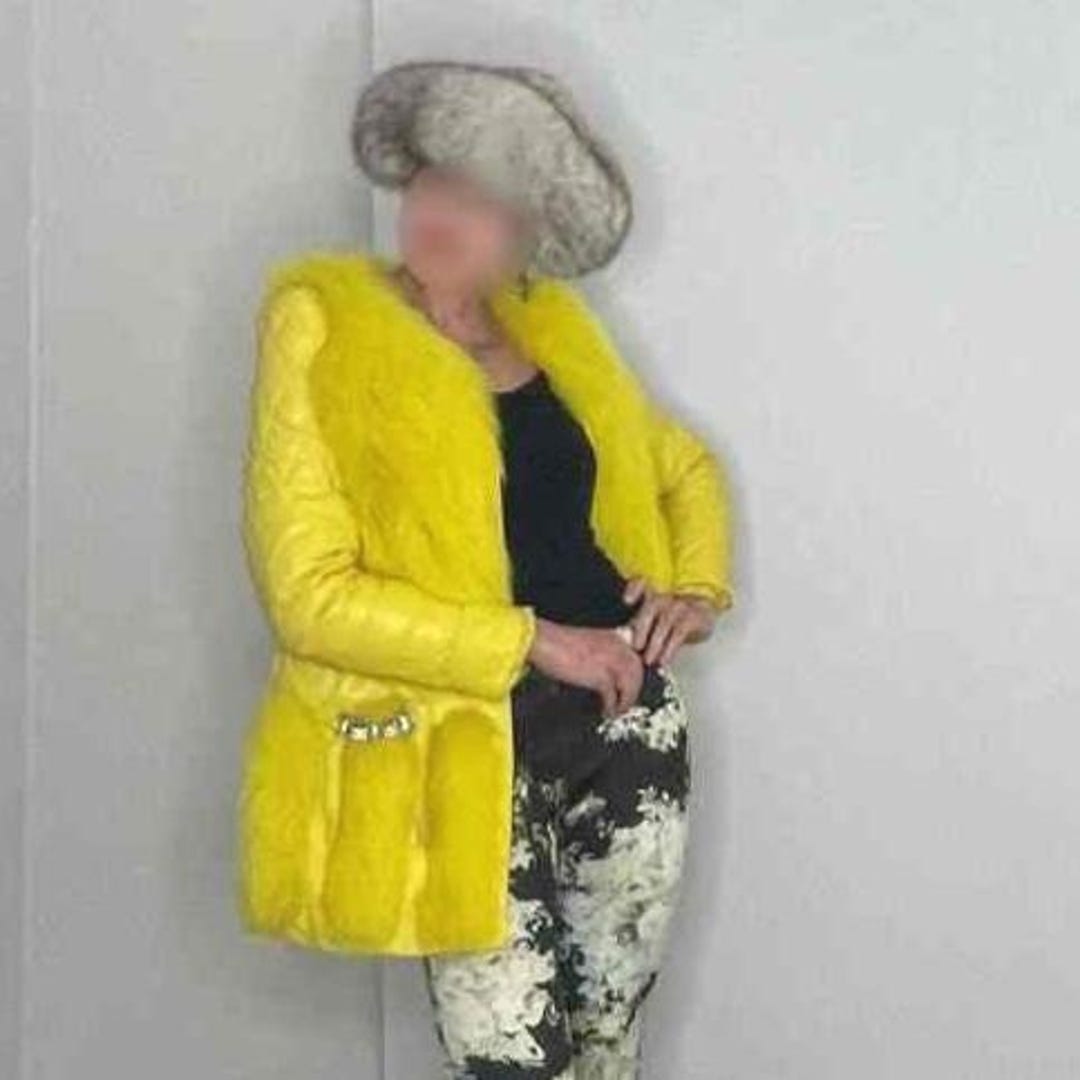 Yellow Leather & Fur Bustle Coat With Bow - Etsy