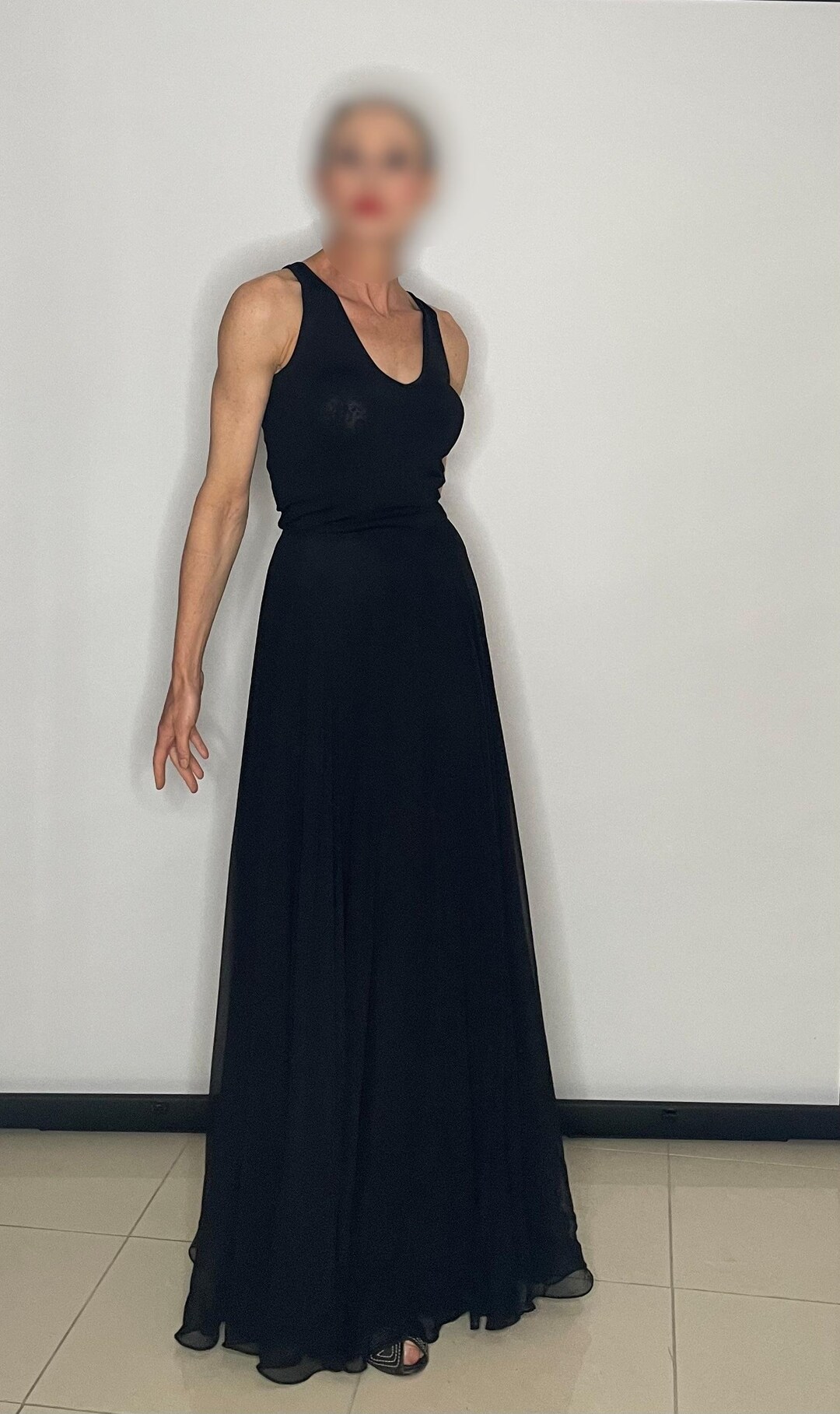 Silk Flutter Maxi Dress Black Silk Ballet Opera Evening Dress Designer ...