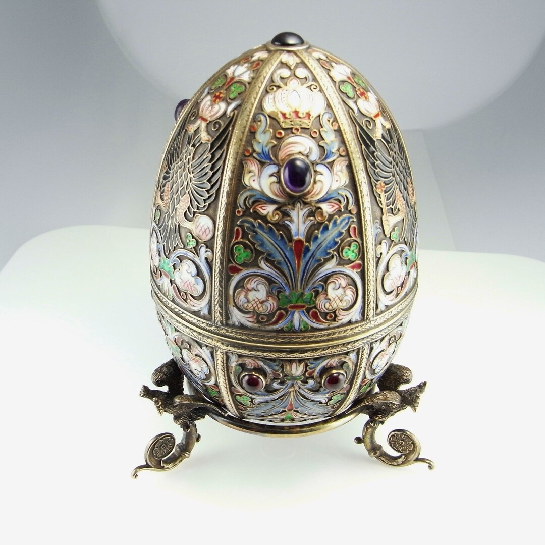 Antique Faberge Egg Antique Russian Silver Gemstone Faberge Mark Egg ...
