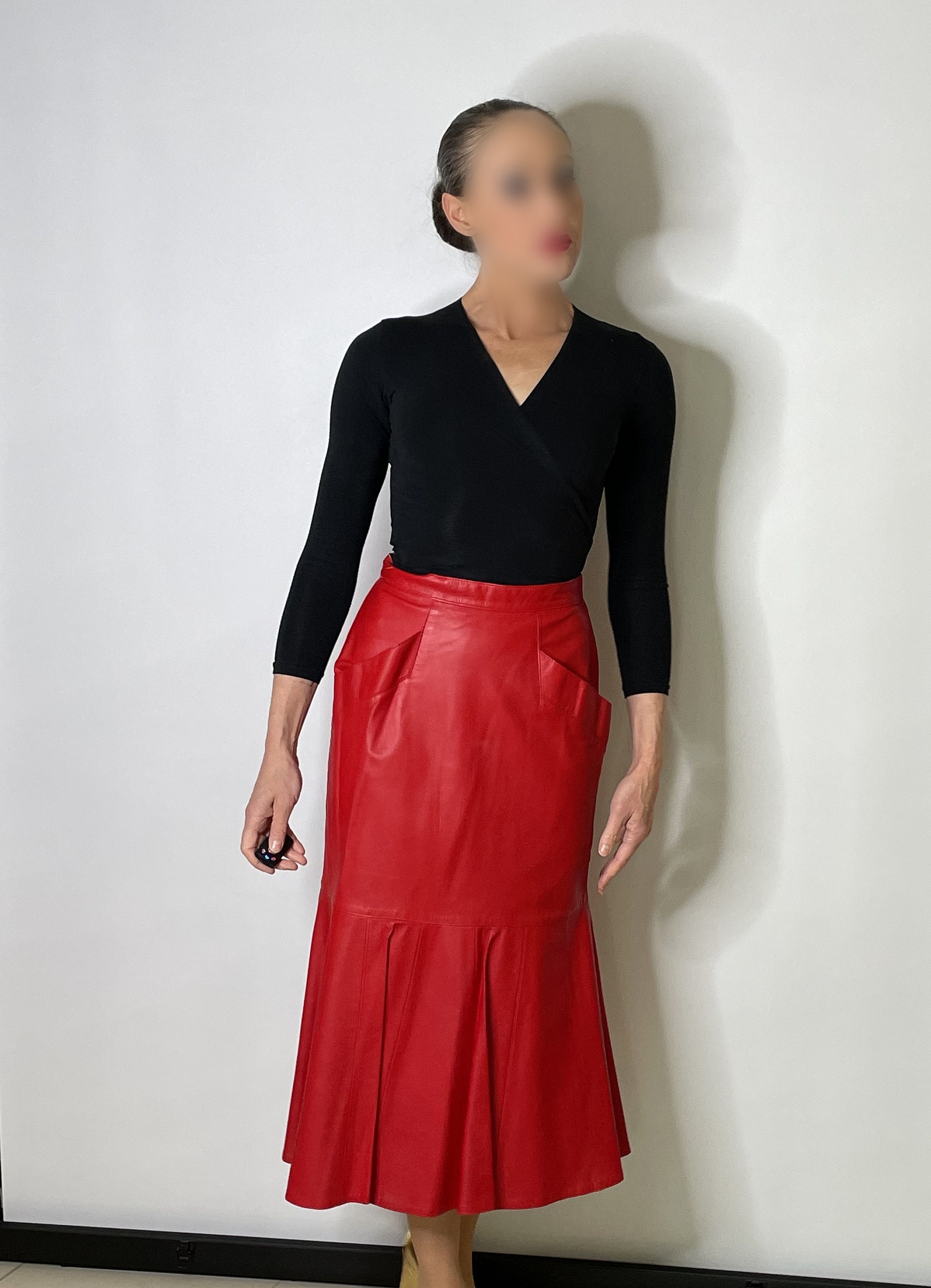 1980s Red Leather Mermaid Fishtail Skirt Trumpet Skirt 80s Leather ...