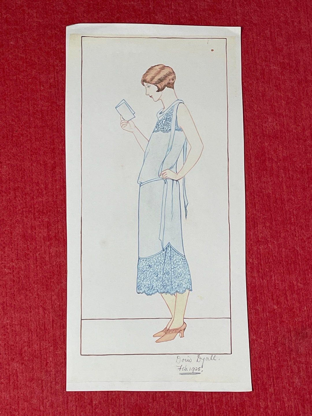 Antique Signed 1920s Fashion Illustration One of a Kind Art Deco ...