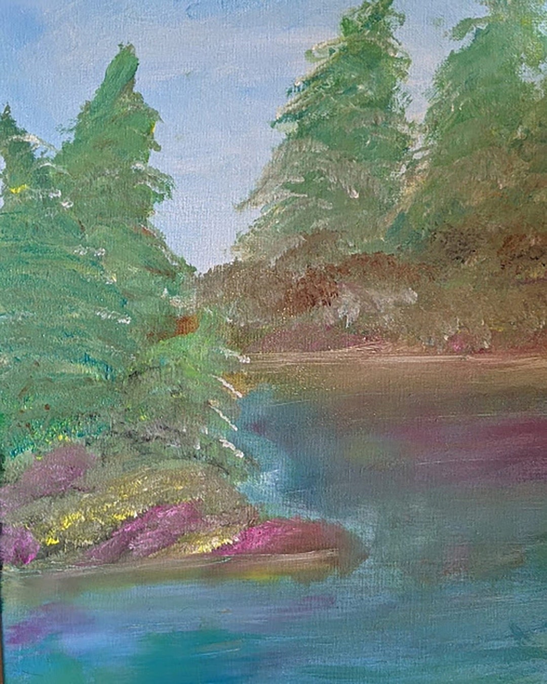 Painting of a Peaceful Lake Scene / Boat Riding on the Water / Lake ...