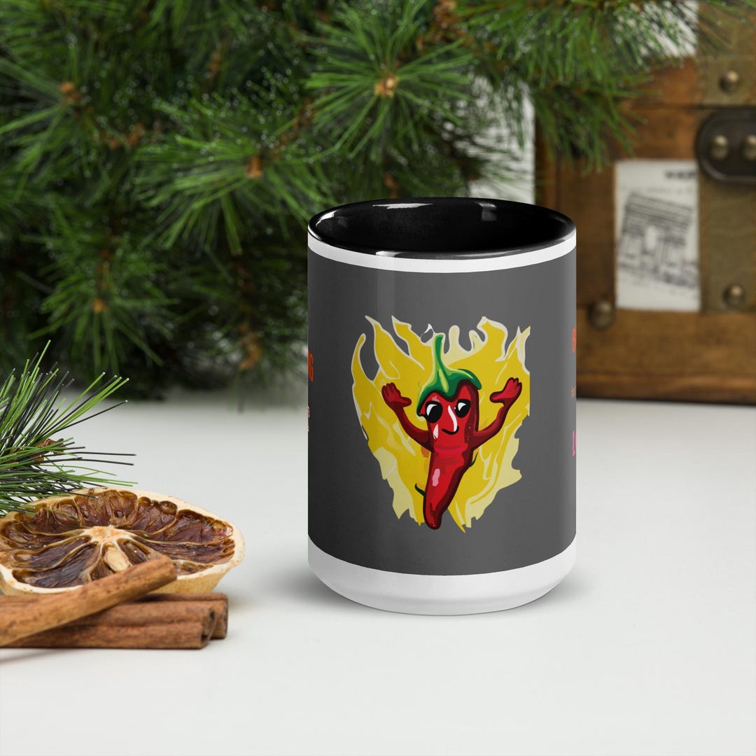 Chili Pepper Coffee Mug | Motivational Gift, Black Rim - Etsy