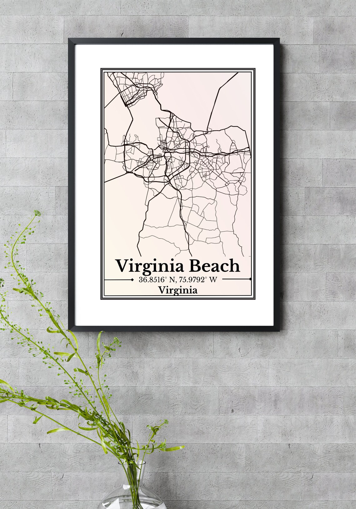 Virginia Beach Map, Virginia Beach Map Print, Virginia Beach Print ...