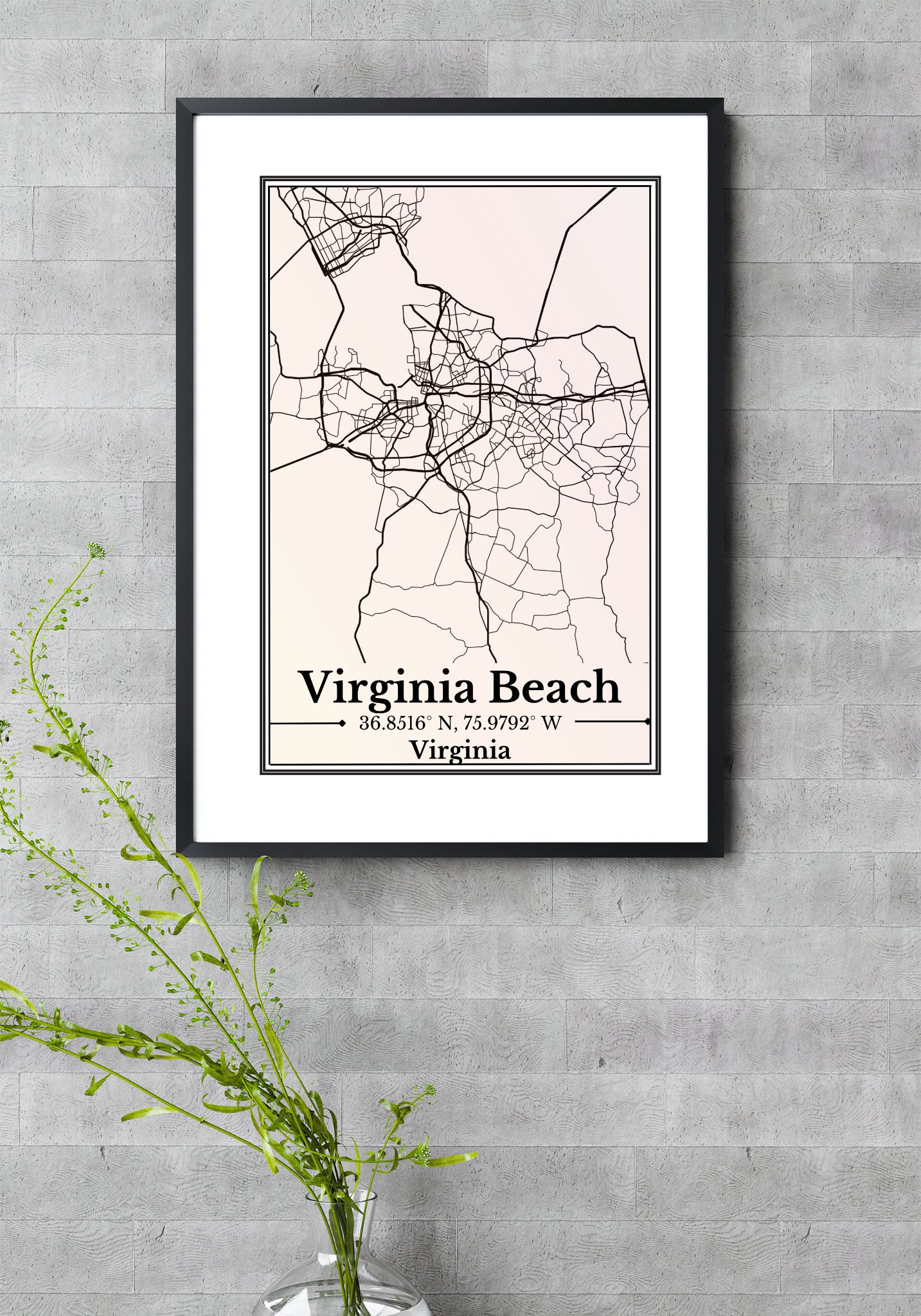 Virginia Beach Map, Virginia Beach Map Print, Virginia Beach Print ...