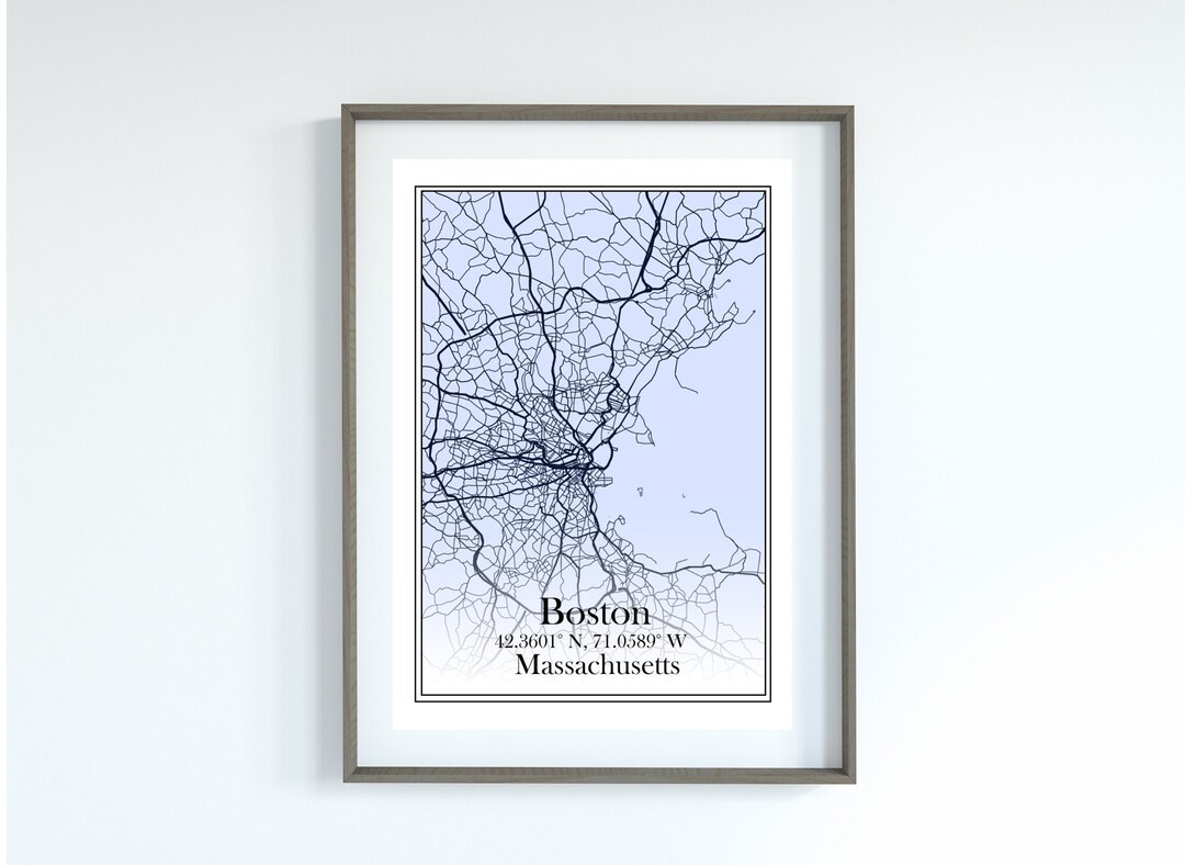 Boston Map, Boston Map Print, Boston Print, Boston Poster, Boston City ...