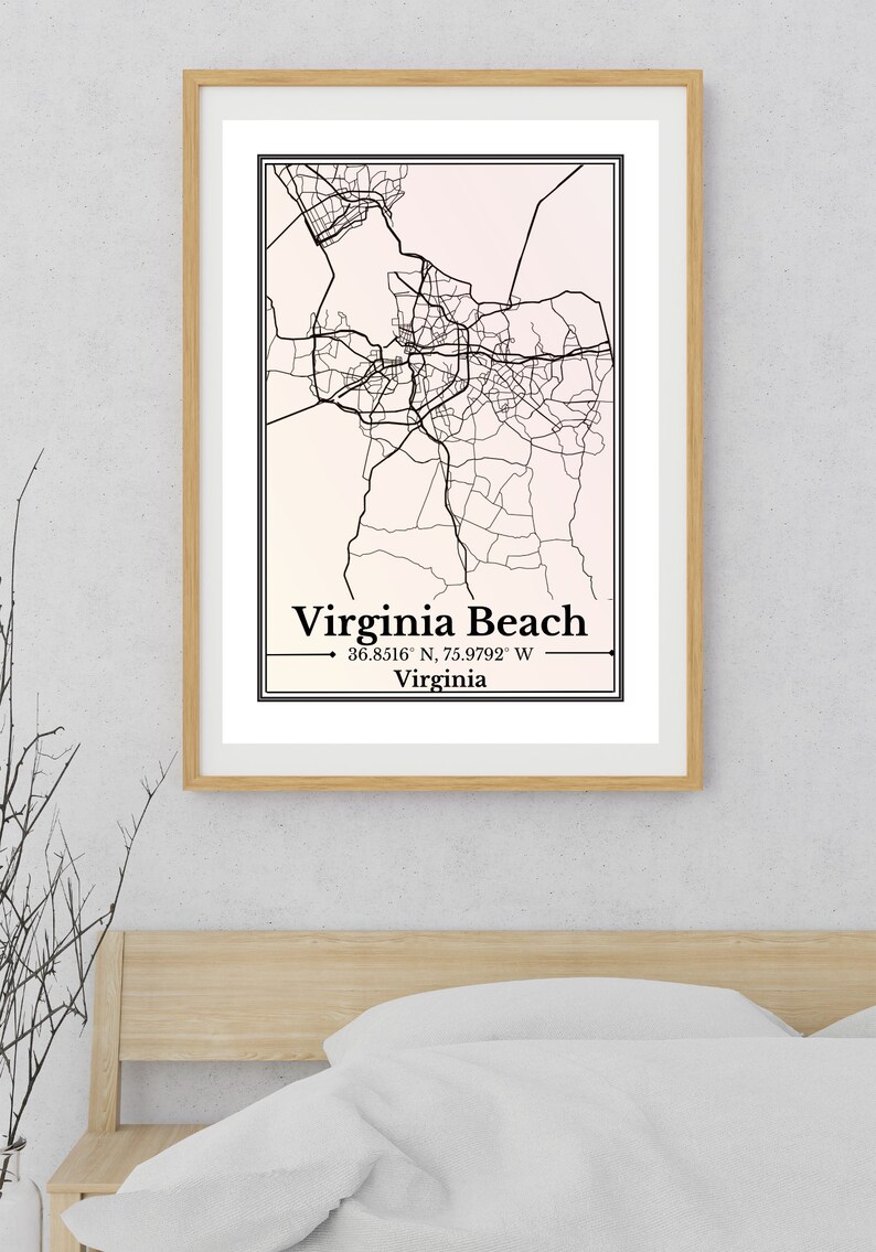 Virginia Beach Map, Virginia Beach Map Print, Virginia Beach Print ...