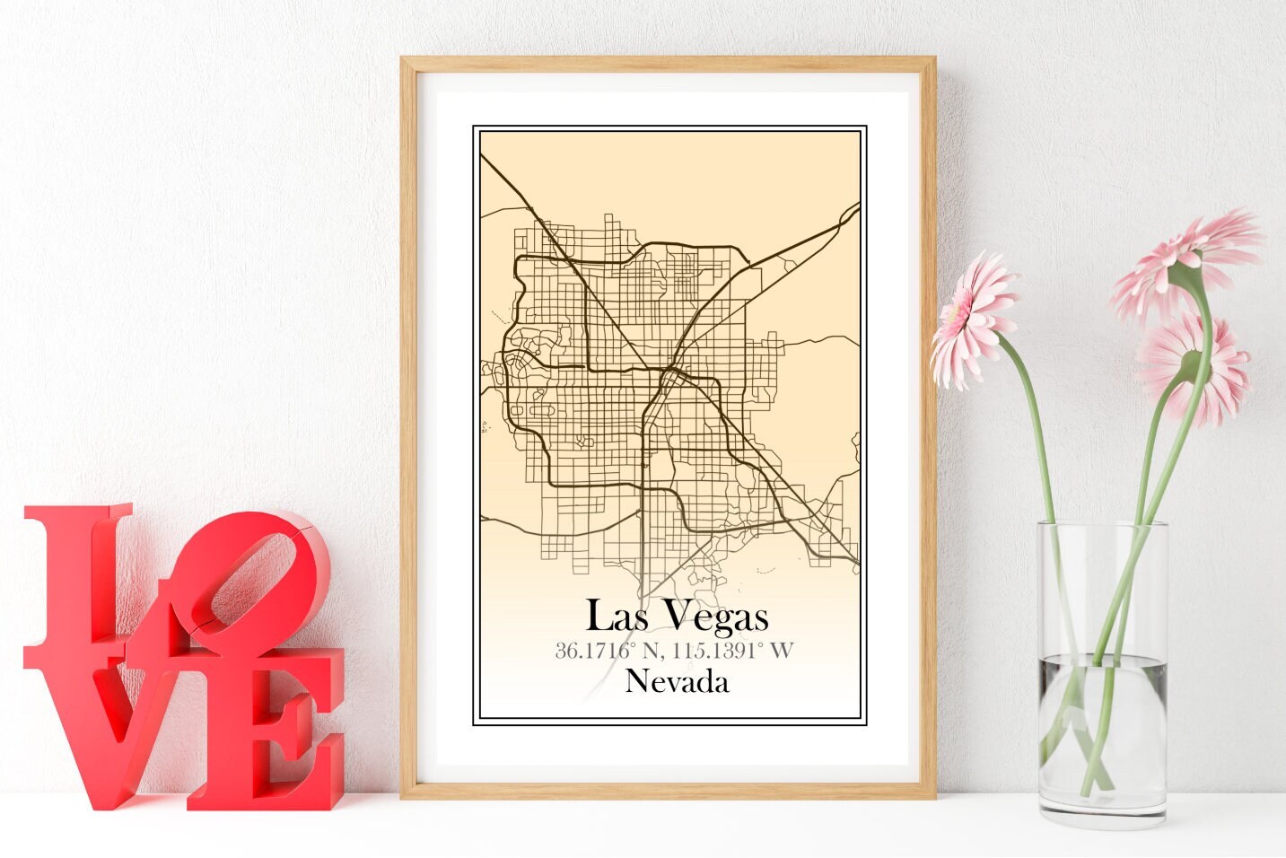 Las Vegas Map, Las Vegas Map Print, Las Vegas Print, Las Vegas Poster, Las Vegas City Map, Las ...