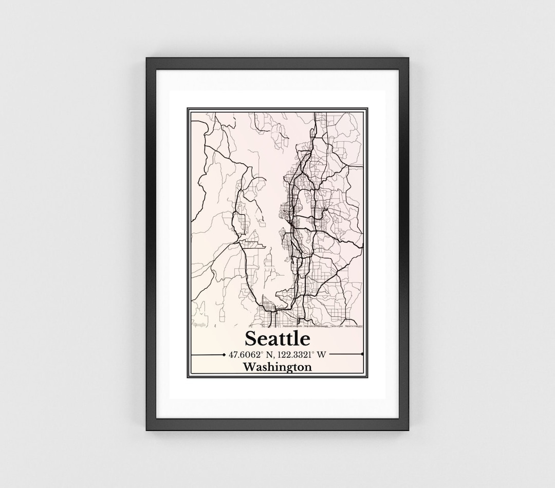 Seattle Map, Seattle Map Print, Seattle Print, Seattle Poster, Seattle ...