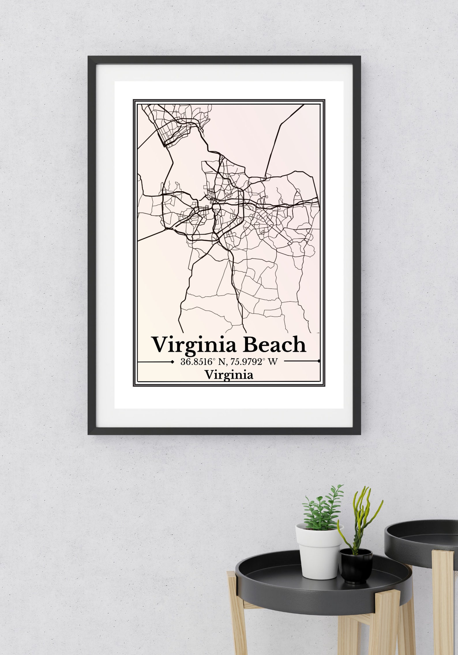Virginia Beach Map, Virginia Beach Map Print, Virginia Beach Print ...