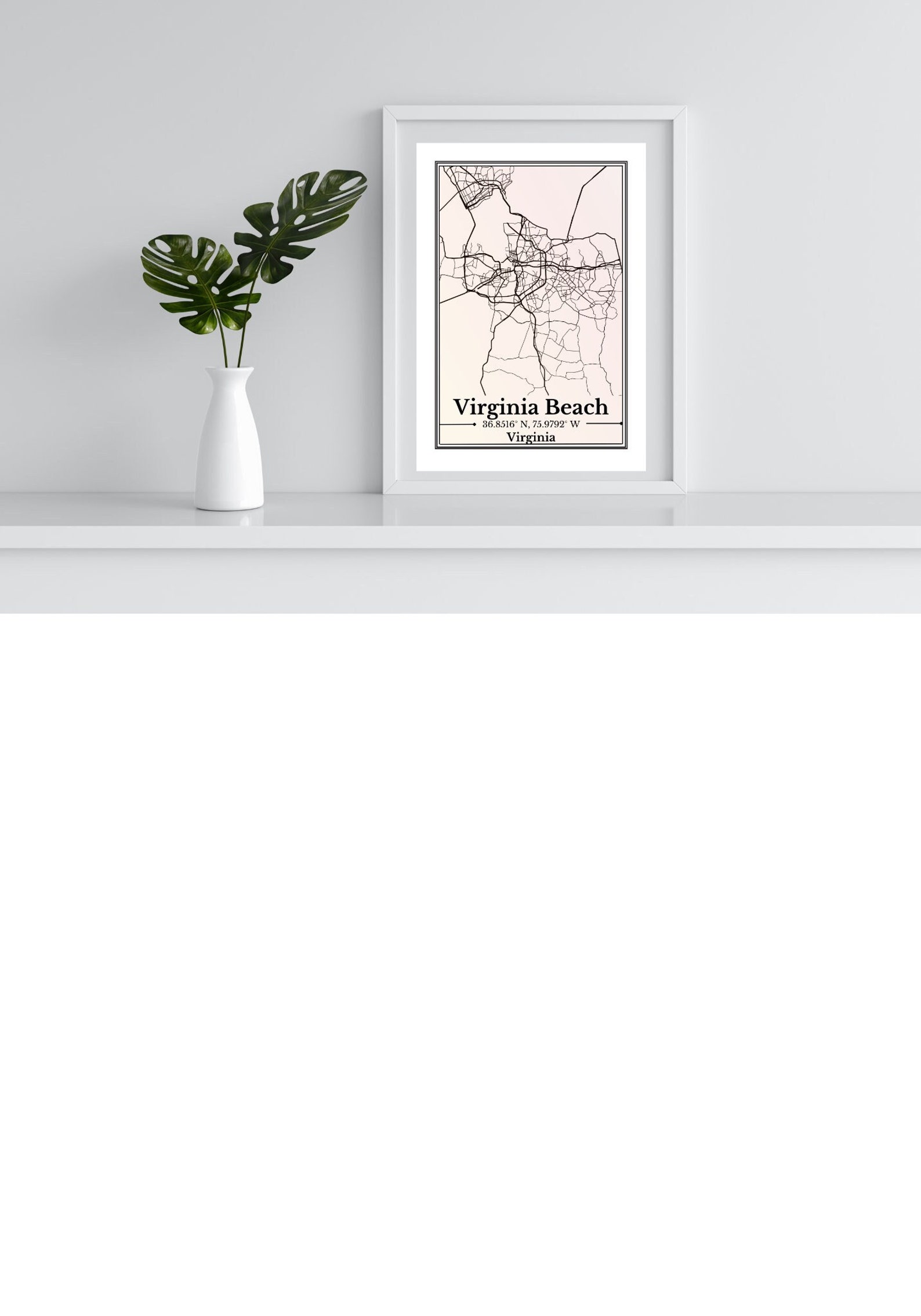 Virginia Beach Map, Virginia Beach Map Print, Virginia Beach Print ...