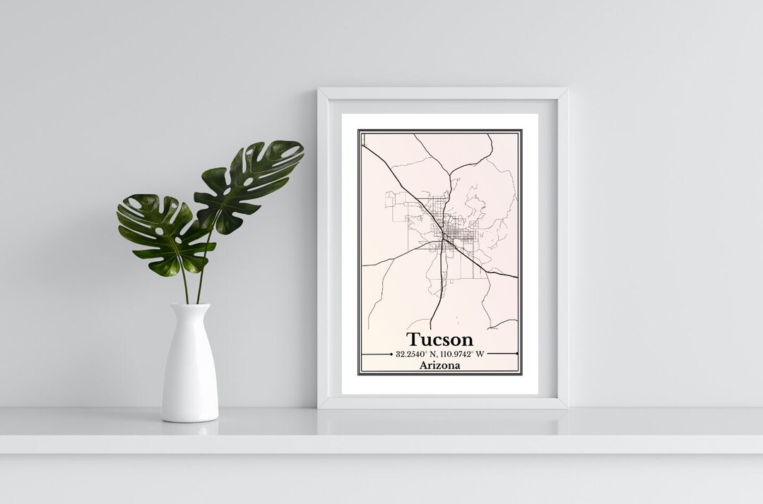 Tucson Map, Tucson Map Print, Tucson Print, Tucson Poster, Tucson City ...