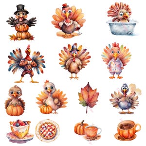 Watercolor Turkey PNG, Fall Printables, Thanksgiving Clipart ...