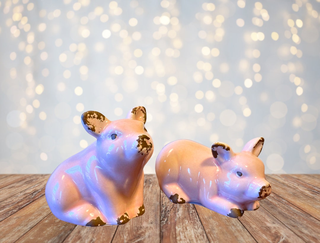 Ceramic Pink Pig Hand-painted Figurines - Etsy