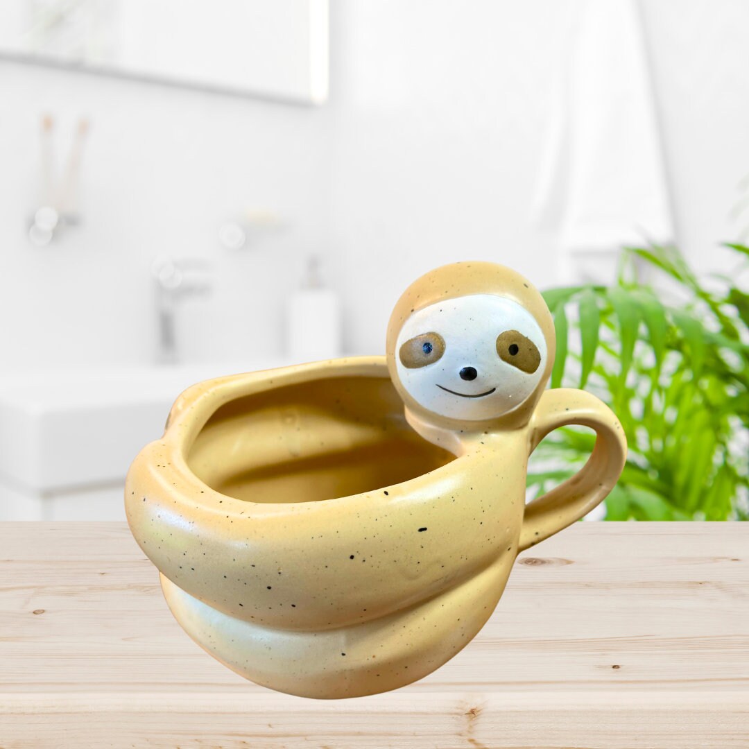 Cute Speckled Tan Smiling Sloth Hugging Handled Mug, Holds 236 Ml - Etsy