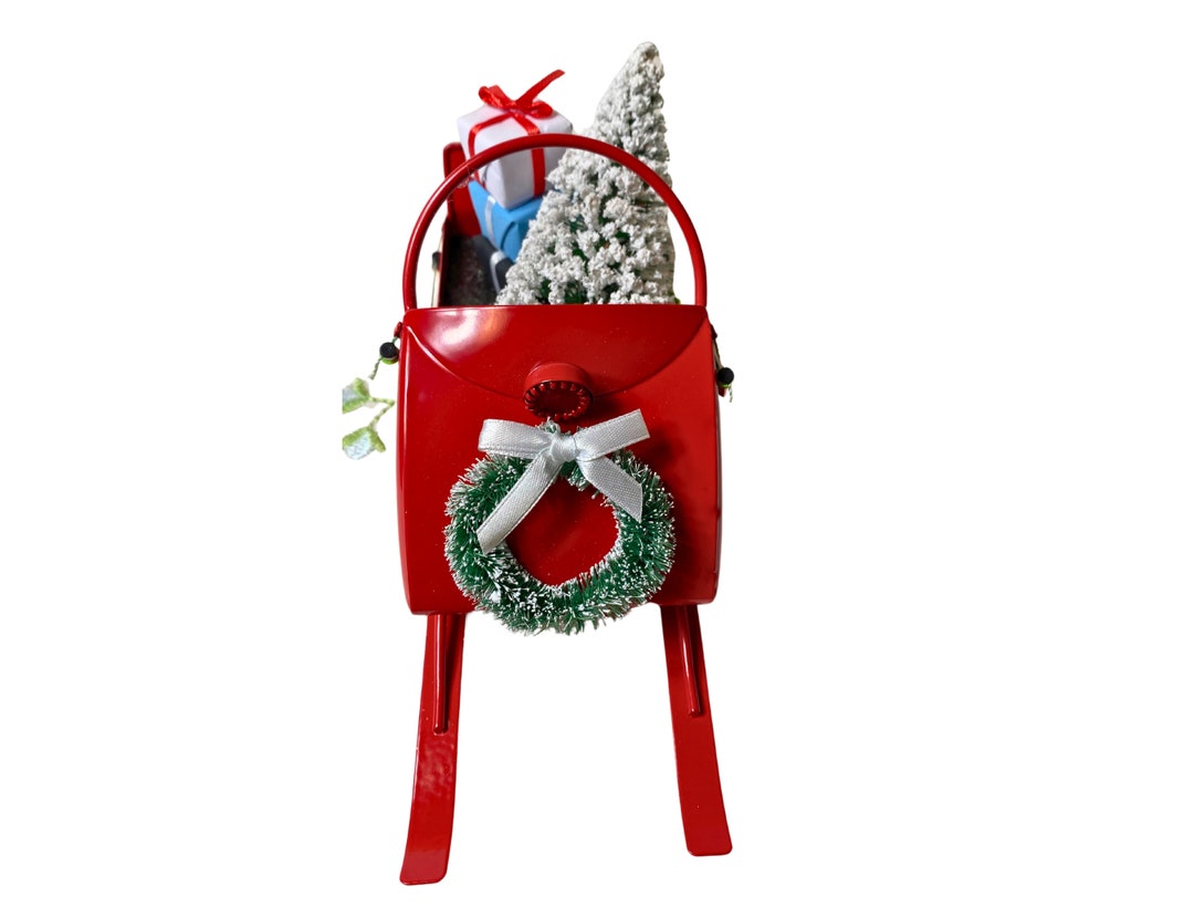 Metal Snowmobile Christmas Figurine With Tree and Gifts - Etsy