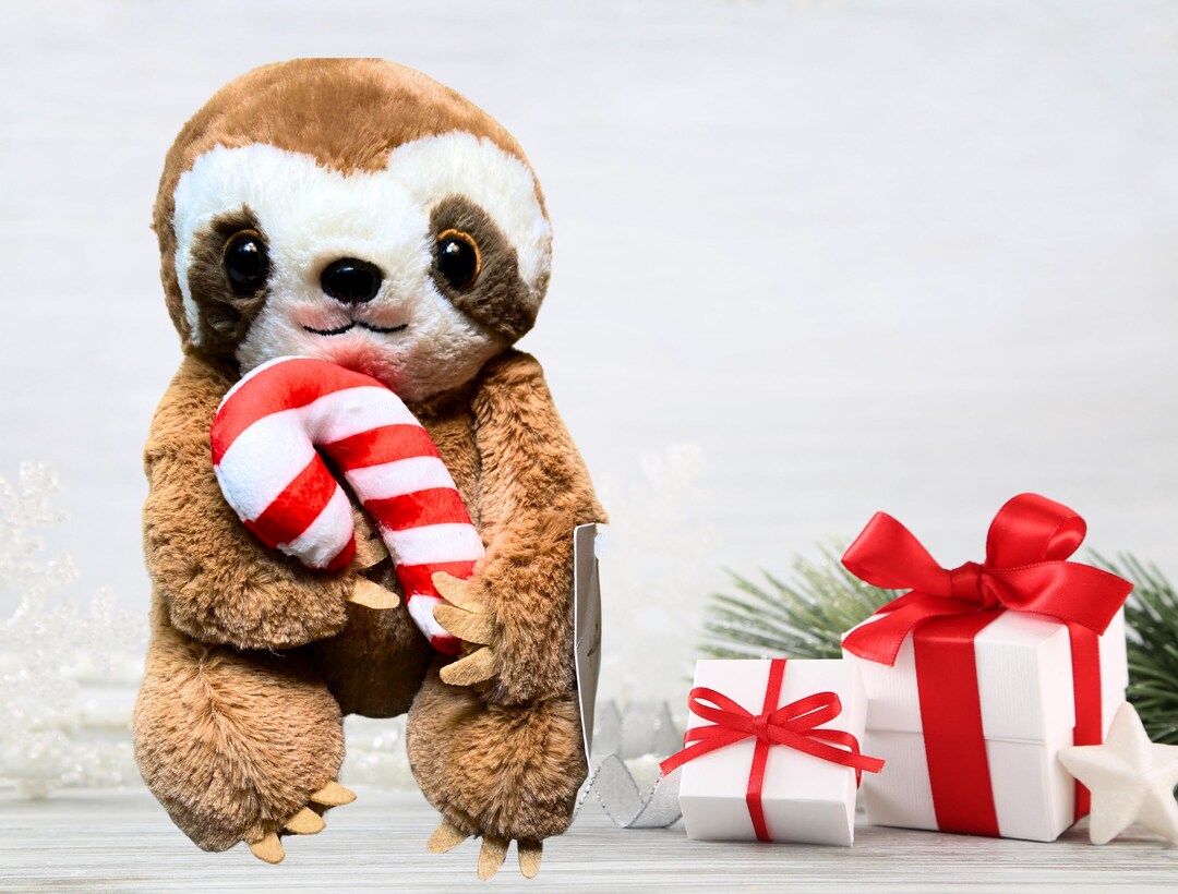 2024 Hallmark Plush Sloth With Candy Cane 9" Tall - Etsy