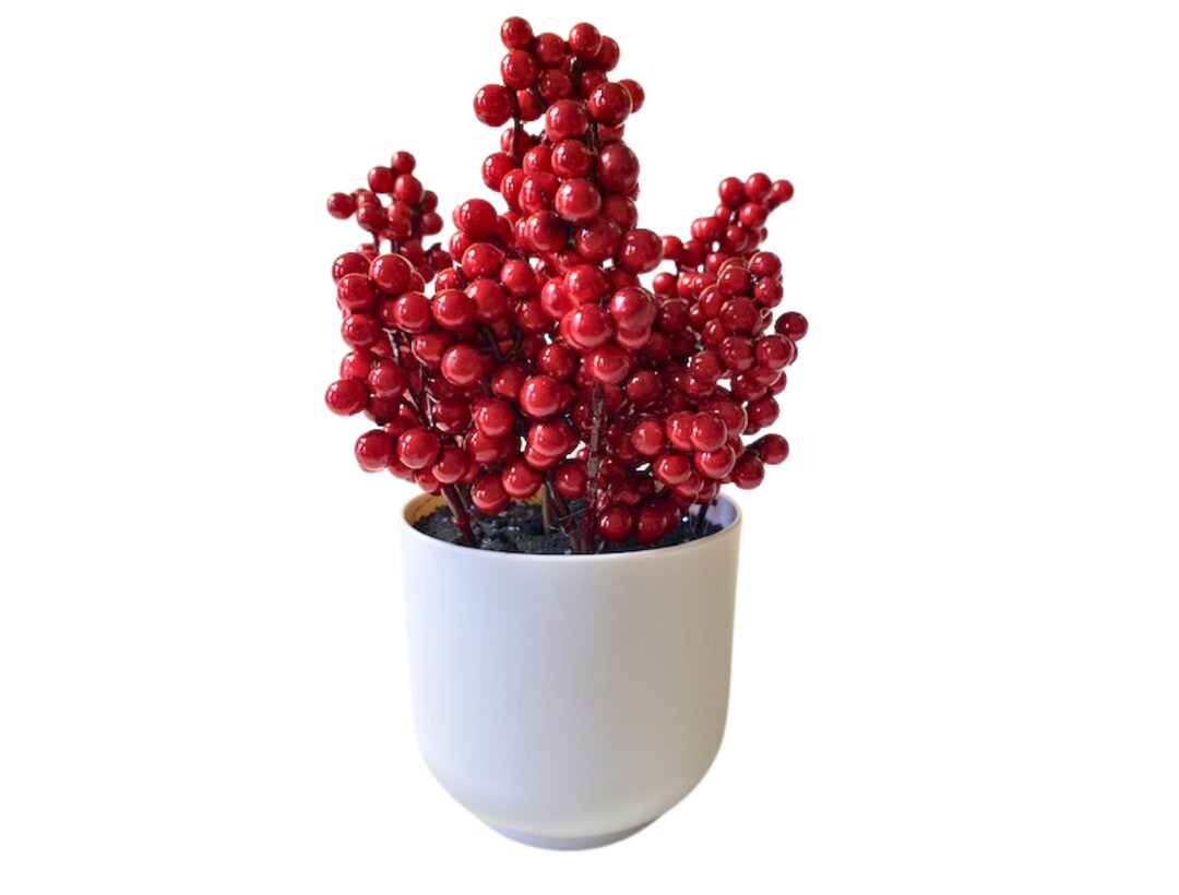 Artificial Potty Red Berries Plant, 8” Tall - Etsy