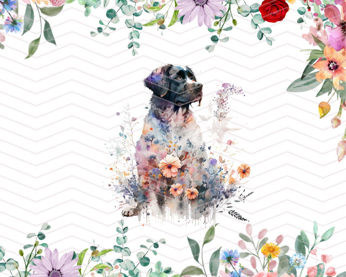 Flower Dogs, 9 Cliparts, Flower Dog Watercolor Clipart, Dog Clipart ...