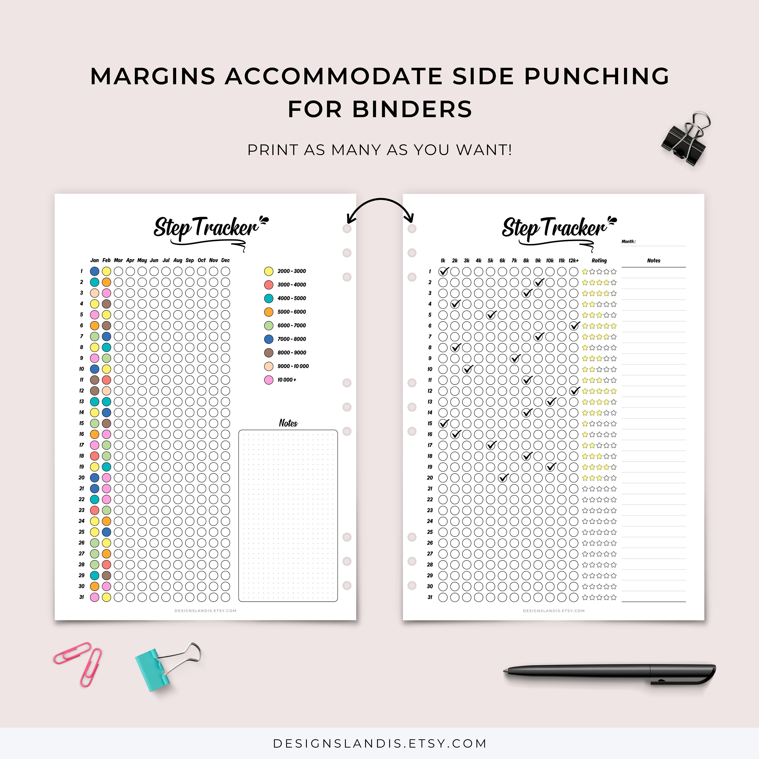 Step Tracker Printable, Daily Step Record, Yearly Step Tracker, Step ...
