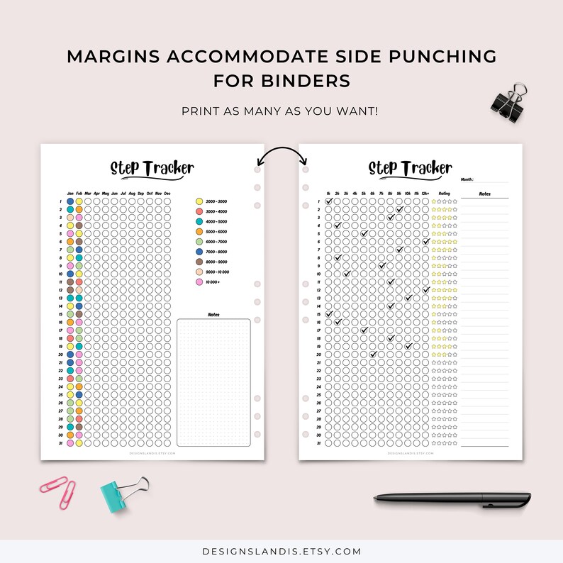 Step Tracker Printable, Daily Step Record, Yearly Step Tracker, Step ...