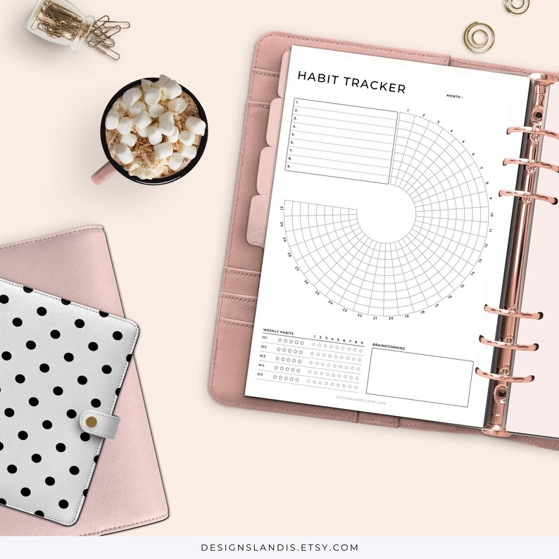 Circle Habit Tracker Printable, Monthly Habit Tracker, Habit Challenge ...