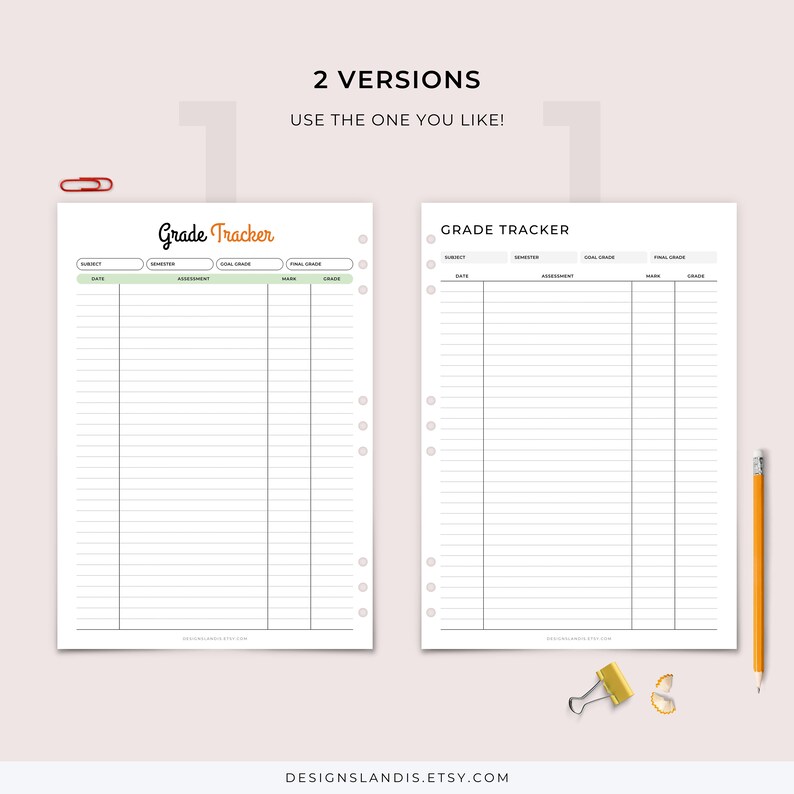 Grade Tracker Printable, Assignment Tracker, Teacher Grade Log, Student ...