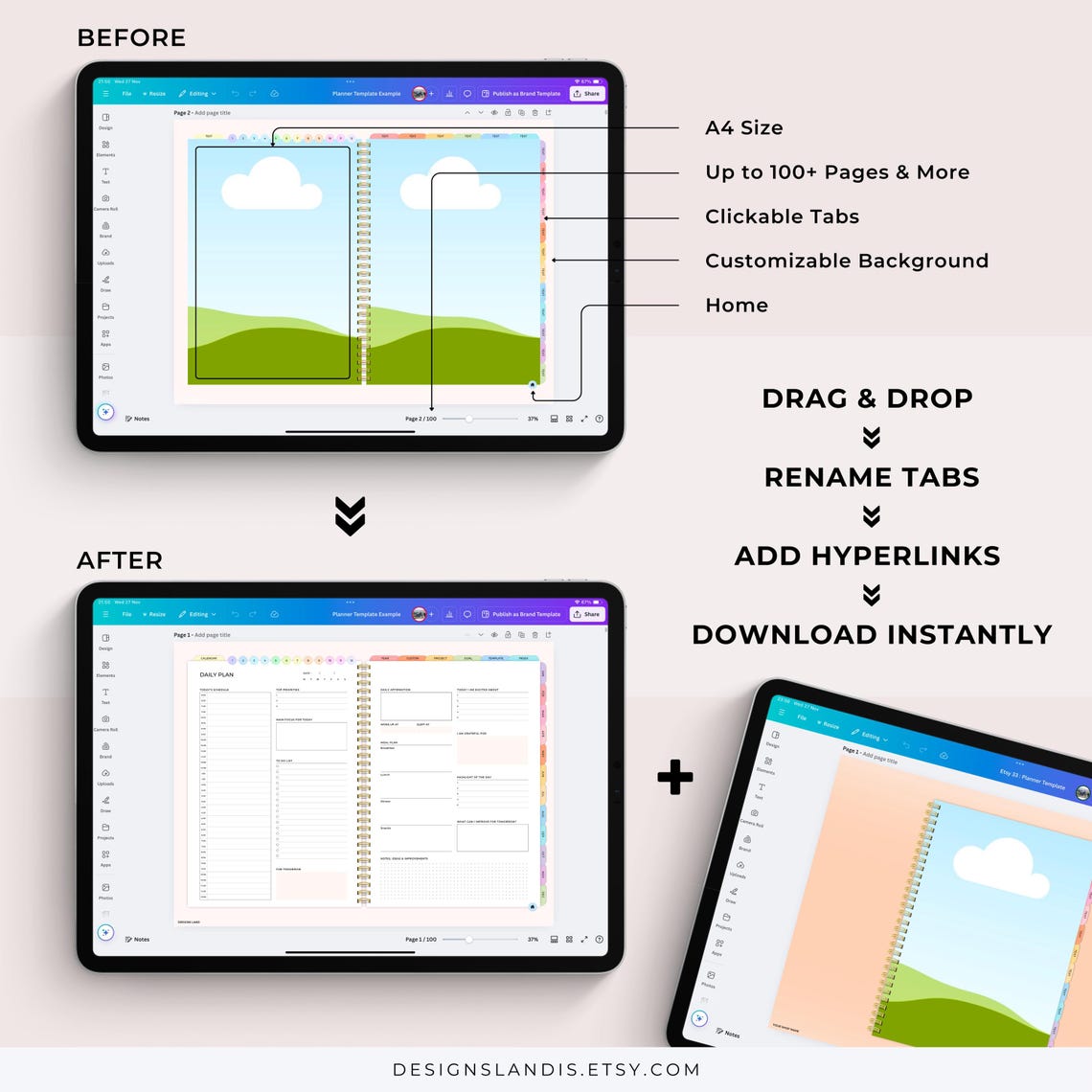 PLR Canva Planner Template to Sell, PLR Digital Planner Frame, Custom ...